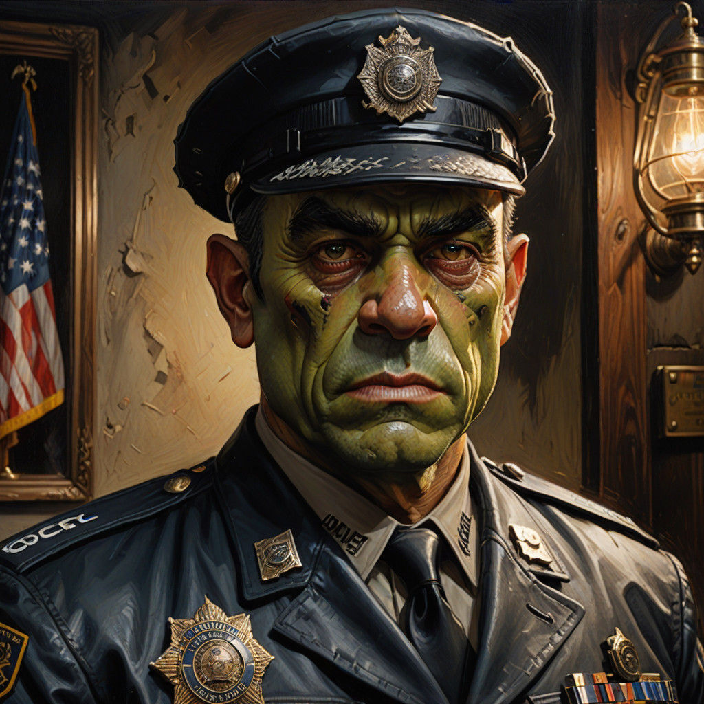 orc portrait as police chief - Orchestrated Authority: A Pho...