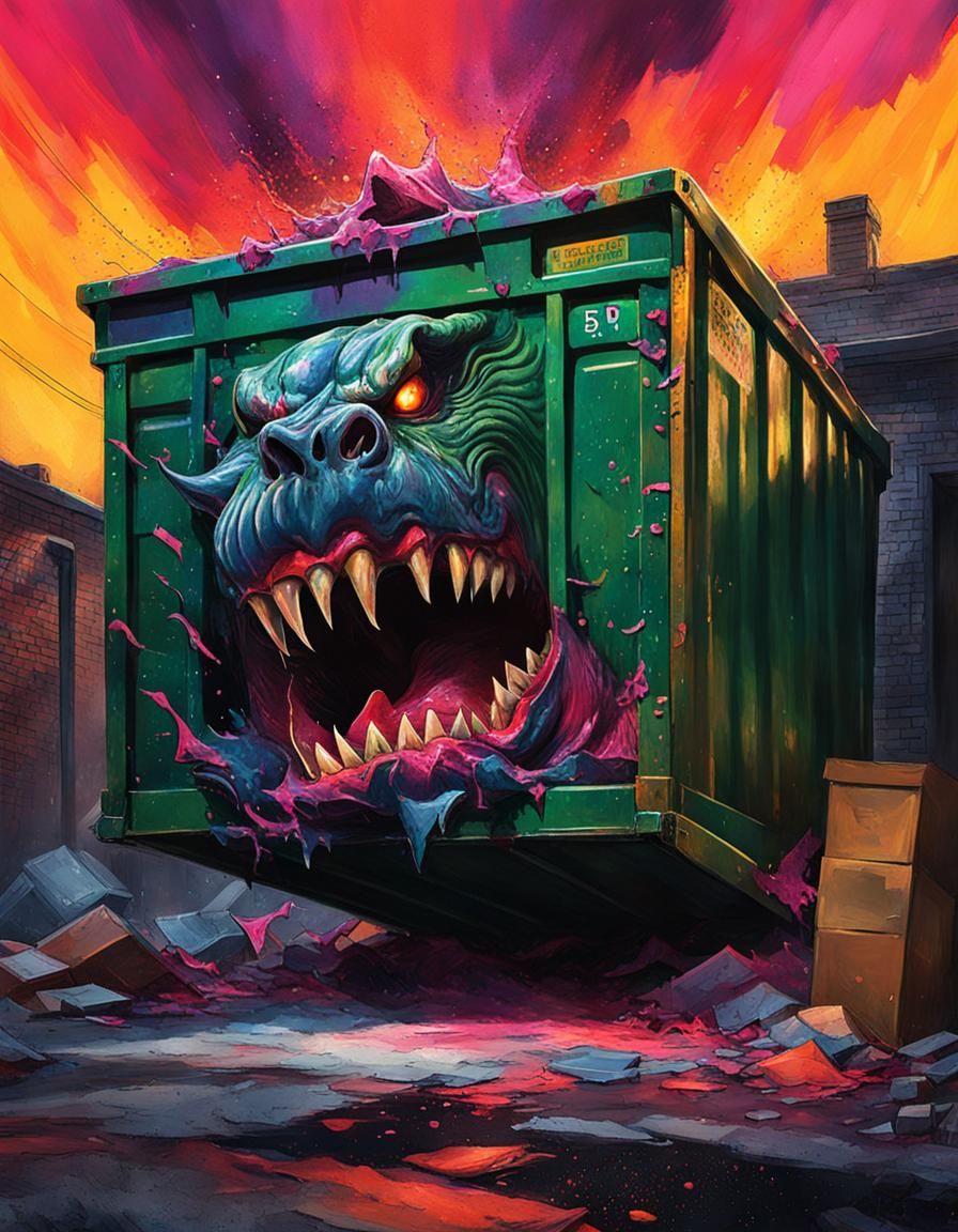 Another one bites the dumpster - AI Generated Artwork - NightCafe Creator
