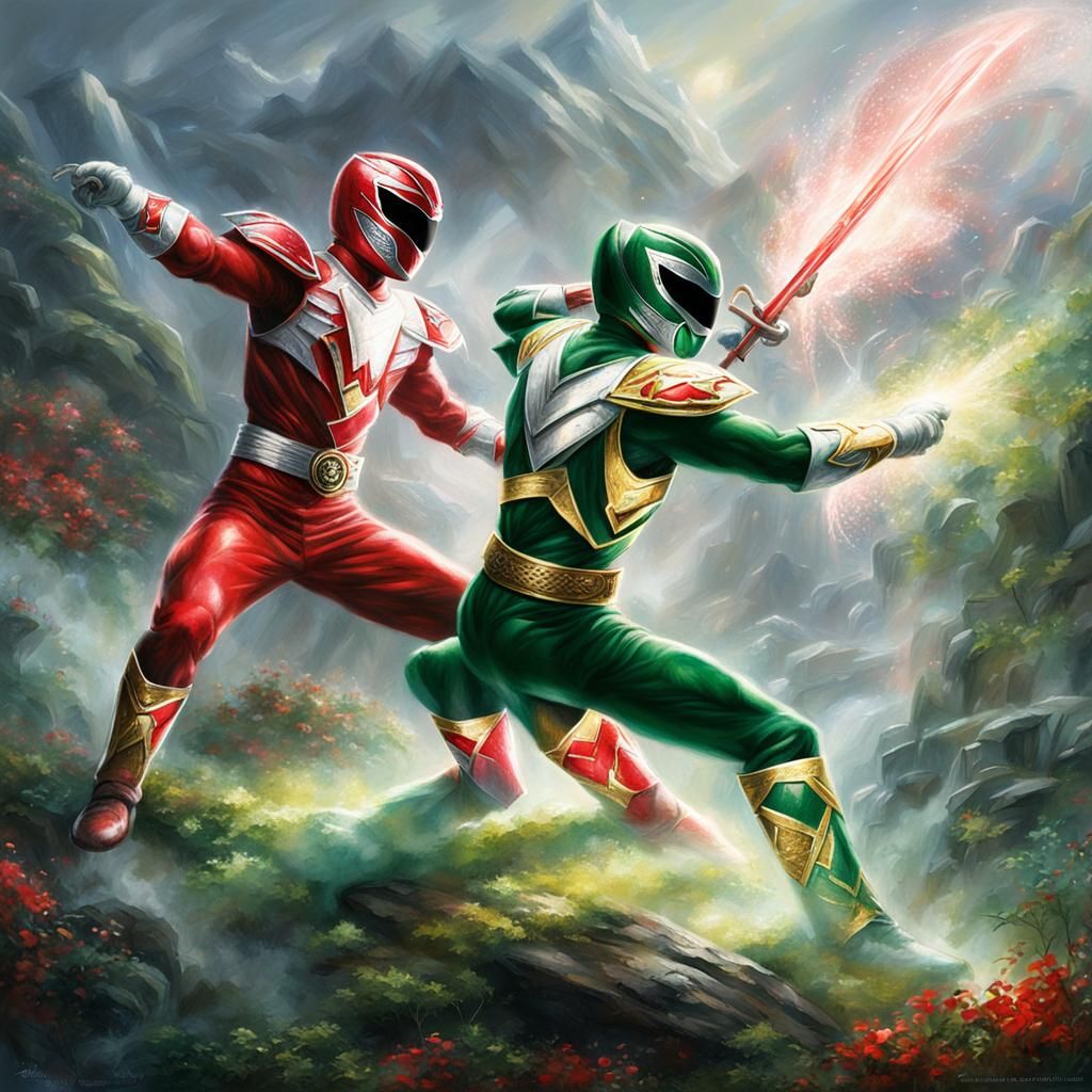 Green power ranger villain fighting red ranger svd - AI Generated ...