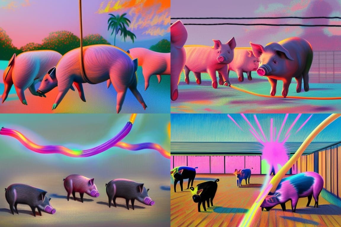 Pigs Jump Roping - AI Generated Artwork - NightCafe Creator