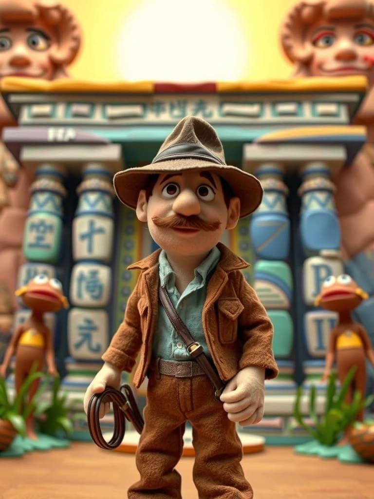 Indiana Jones as a Muppet ... with a moustache