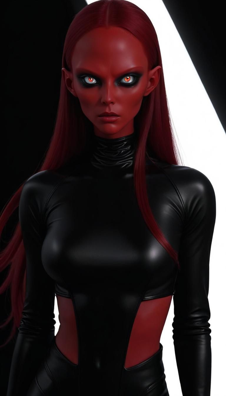 Red skinned alien woman - AI Generated Artwork - NightCafe Creator