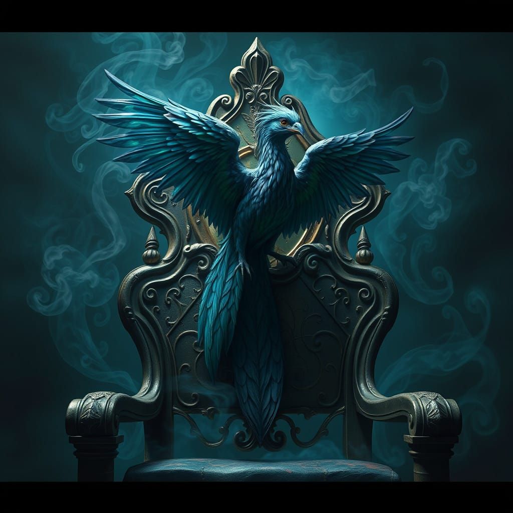 Harpy Goddess Sitting Regally in Gothic Throne - AI Art