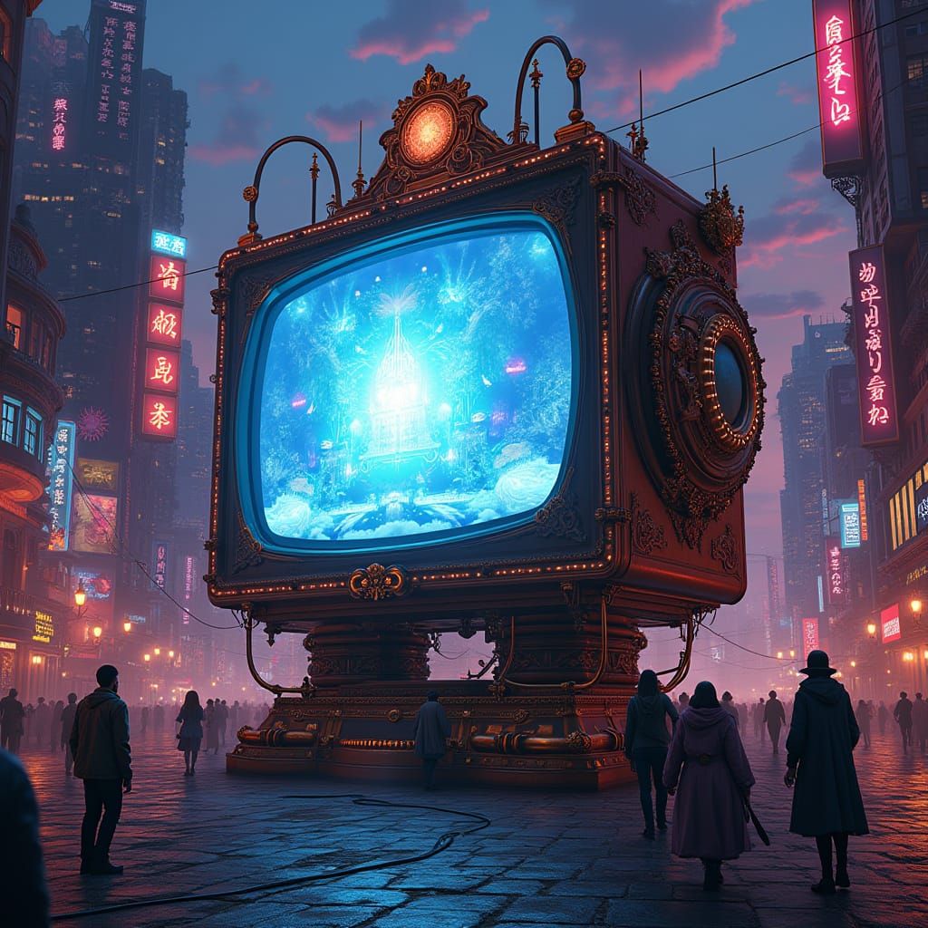 Neon Futurism Steampunk TV Show Preview Art - AI Art