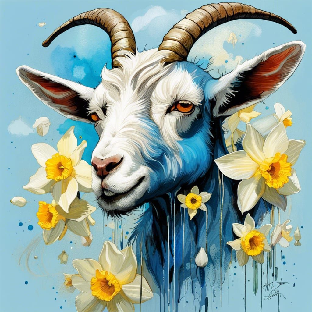 Cute goat: Blue sky - AI Generated Artwork - NightCafe Creator