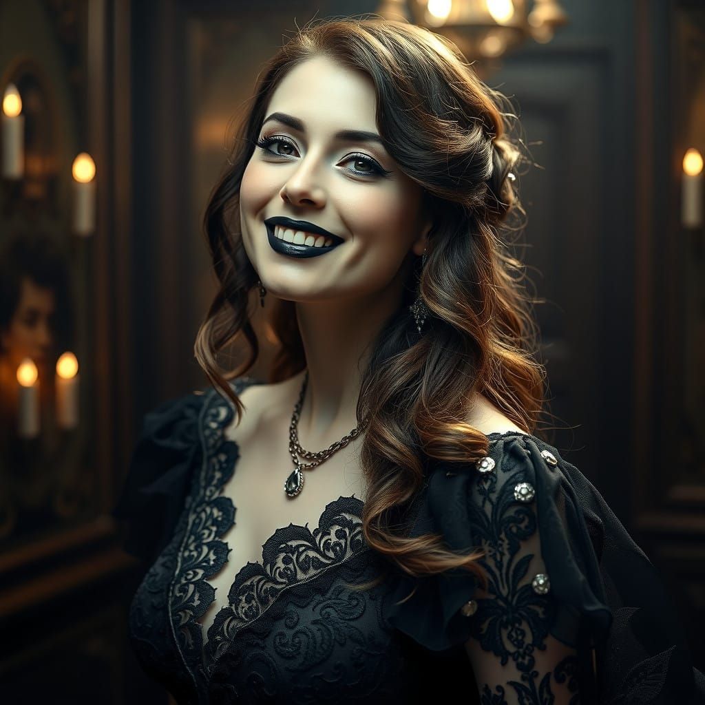 Ethereal Gothic Goddess Radiates Mystique in Victorian Dream..