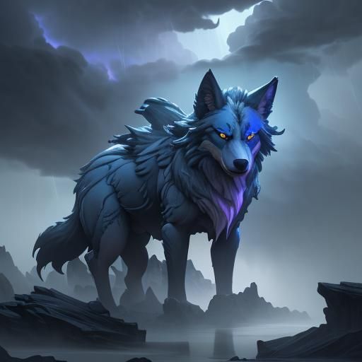 WOLF MADE FROM CLOUDS IN A THUNDERSTORM - AI Generated Artwork ...