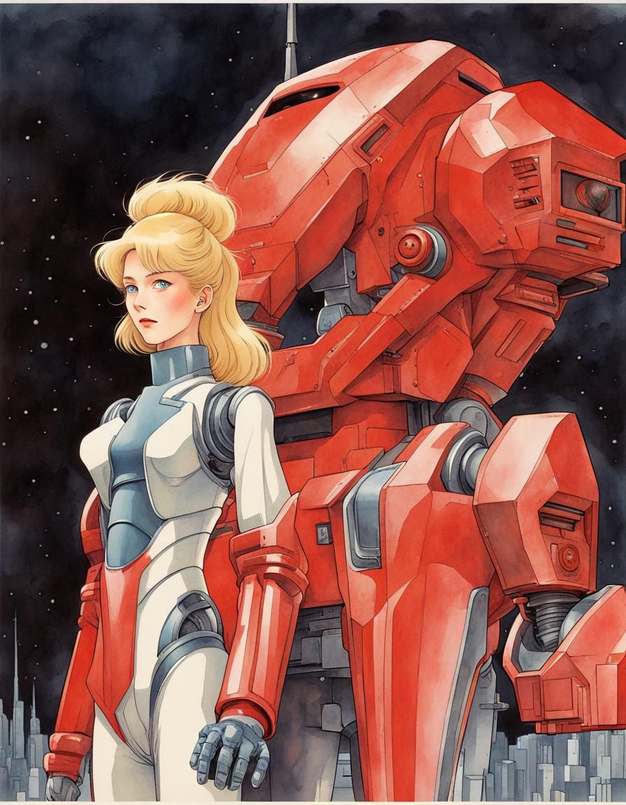 beautiful blonde haired feminine man standing in front of humanoid ...
