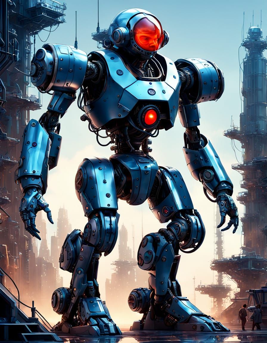 Mr. Bean as a bio-enhanced mechanical warrior. He is wearing a mech ...