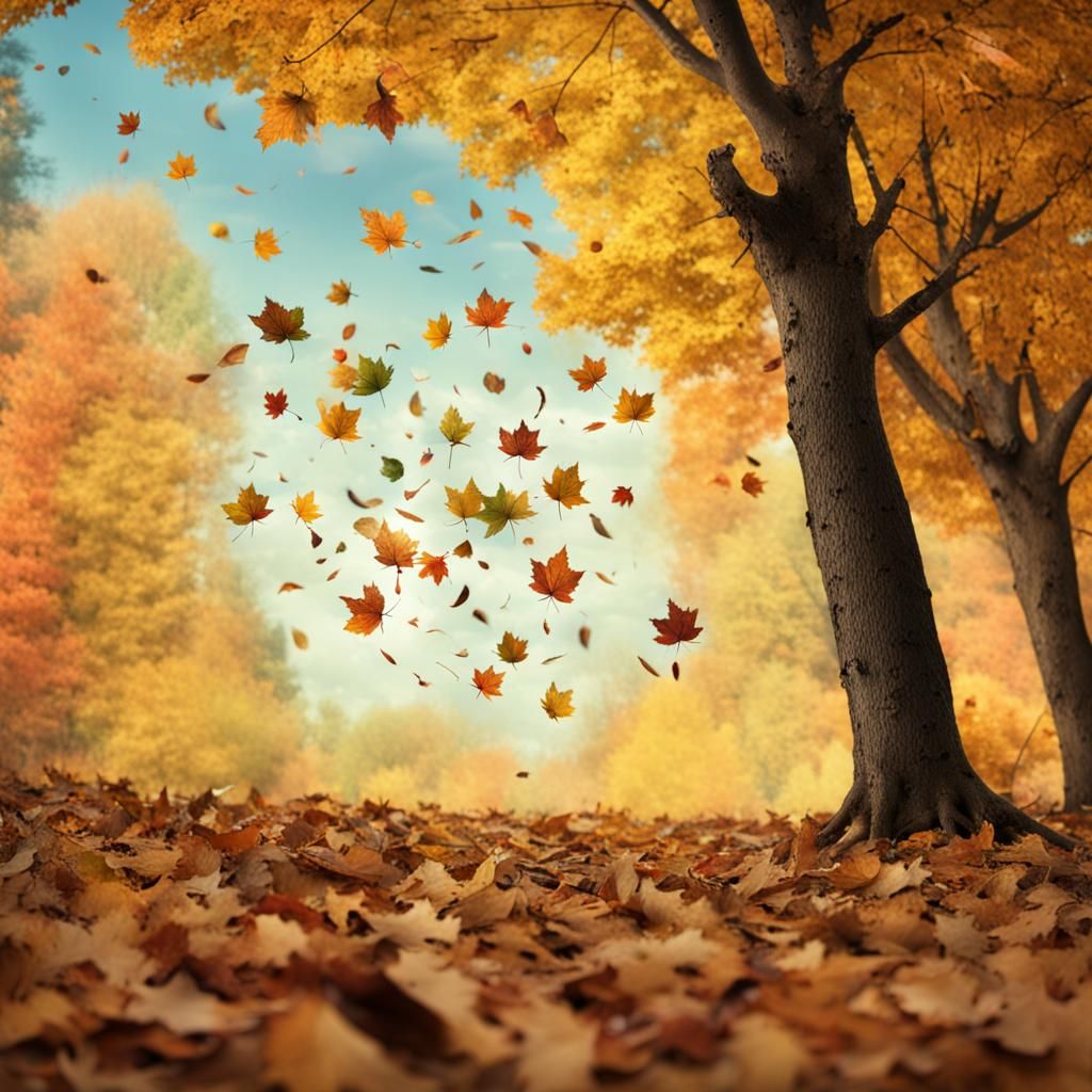 Leaf's falling of Trees - AI Generated Artwork - NightCafe Creator