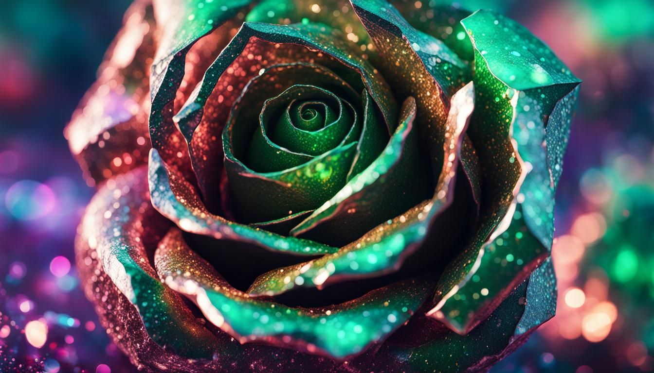 Emerald rose glitered - AI Generated Artwork - NightCafe Creator
