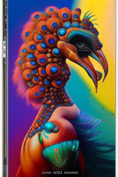 Incredible Detailed Full Body Portrait Of An Exotic Beautiful Peacock