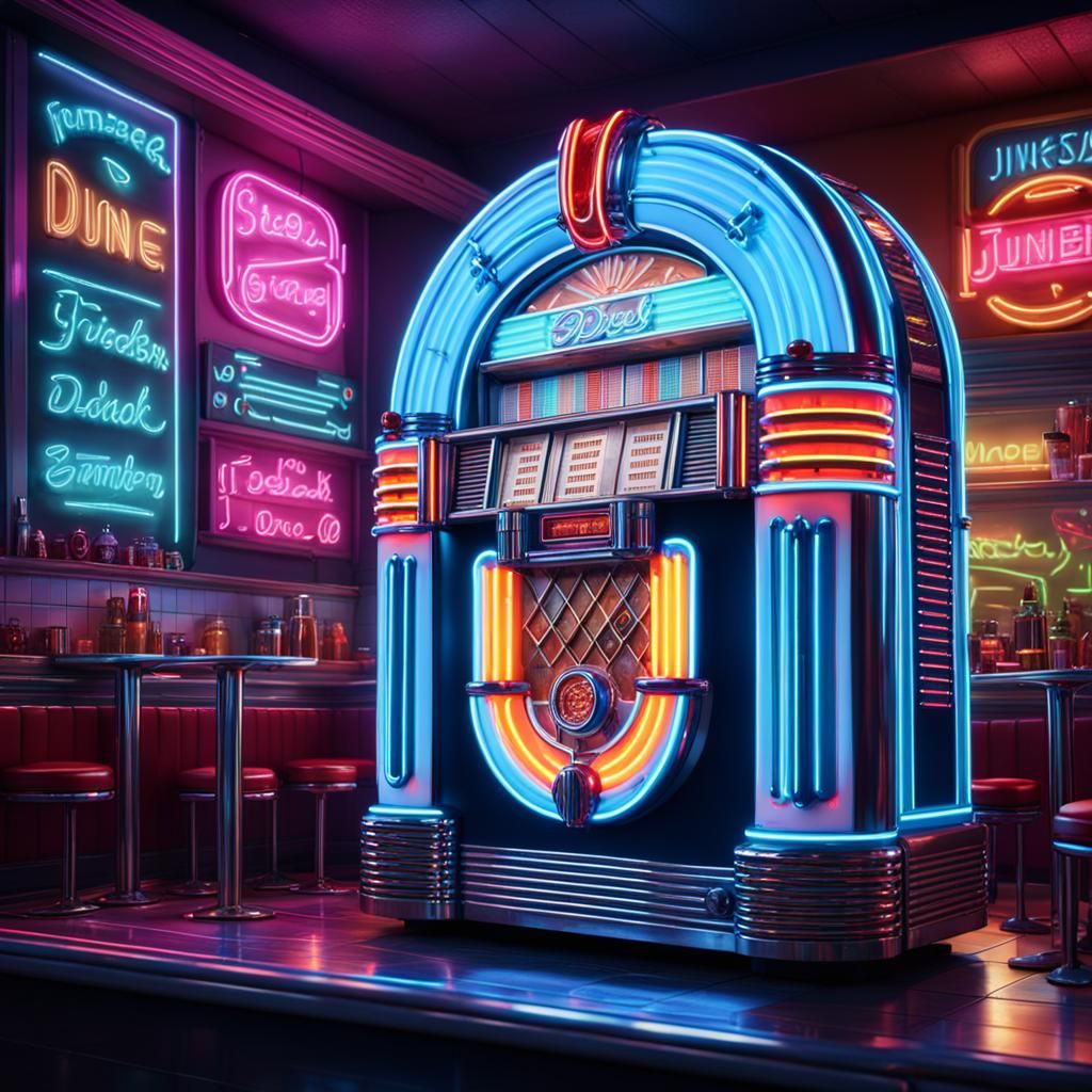 Neon Jukebox - AI Generated Artwork - NightCafe Creator