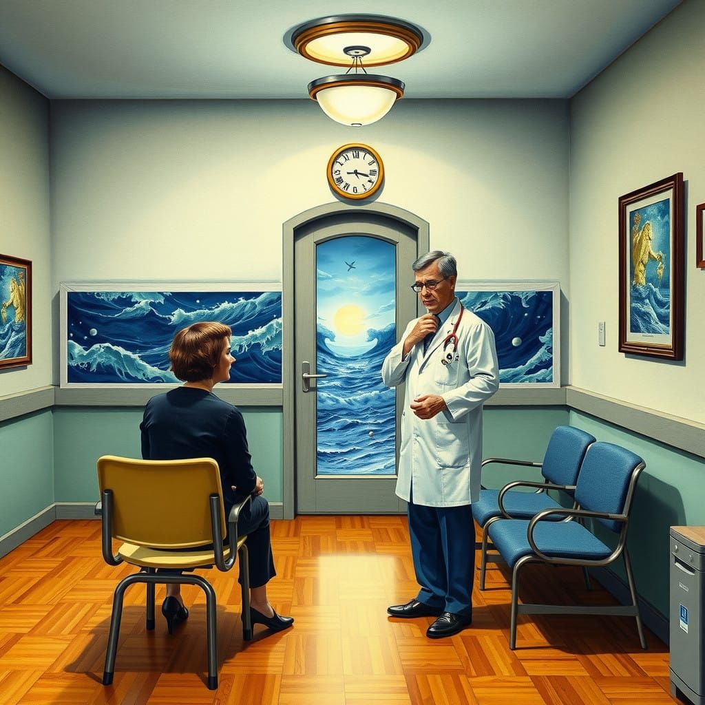 Surrealist Doctor Stares into a Portal to the Ocea... - AI Art