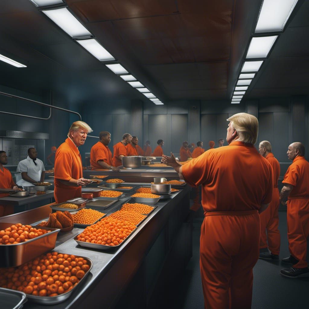 Trump In Prison, Serving His Fellow Inmates lunch - AI Generated ...