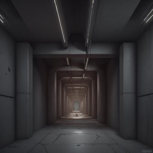 Smooth concrete square cross section tunnel or hallway - AI Generated ...