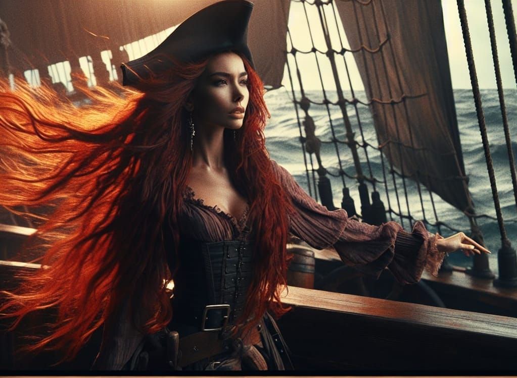 The Red Haired Pirate Queen - AI Generated Artwork - NightCafe Creator