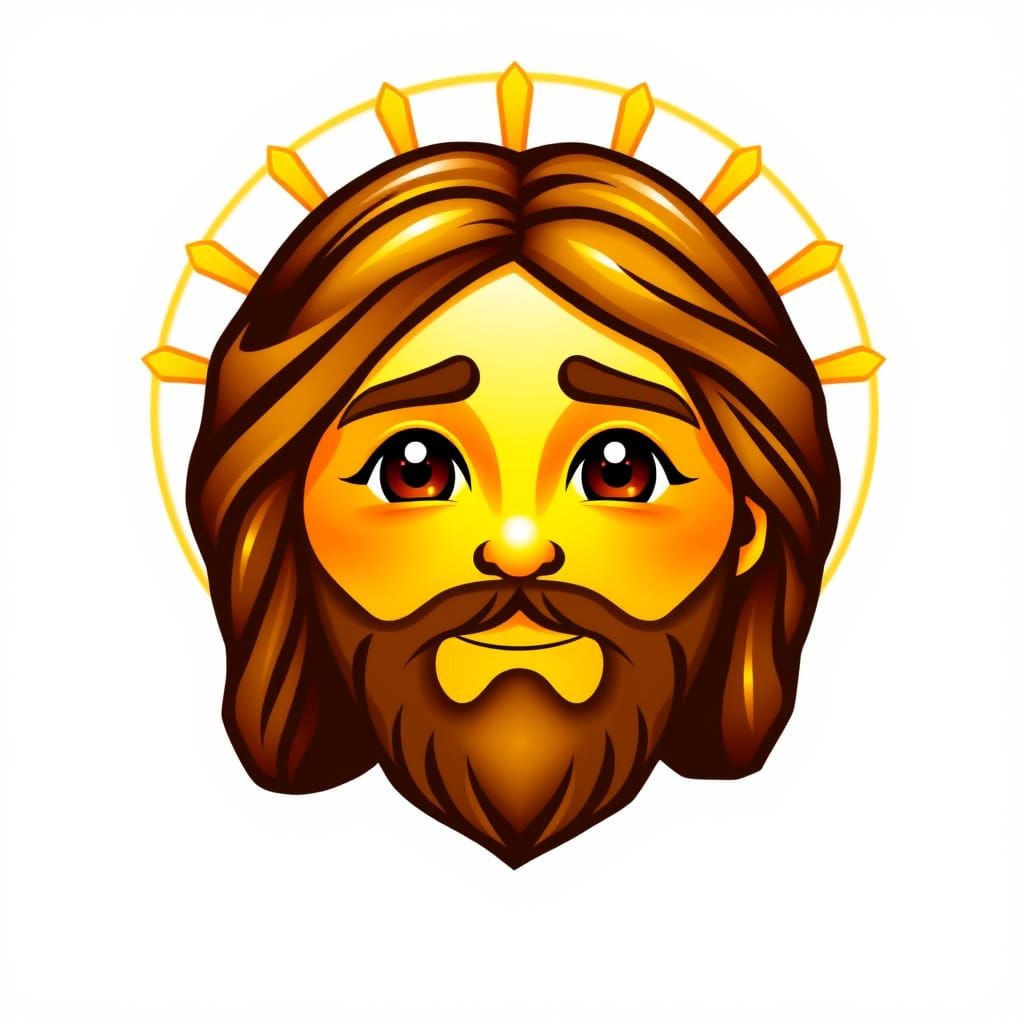 Vibrant Jesus Emoji with Round Halo in Sharp Clari... - AI Art