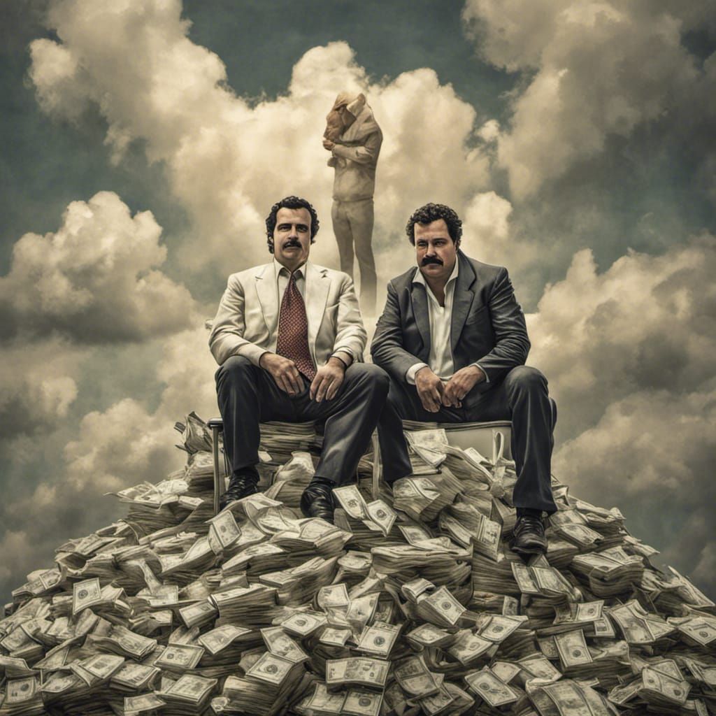 Pablo Escobar and his cousin Gustavo Gaviria on top of a mountai of ...