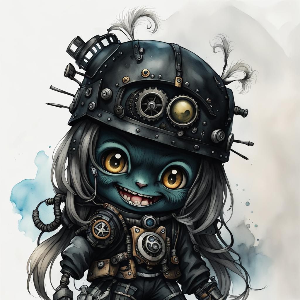 Chibi Ragdoll baby laughing happily: watercolor, colored ink ...