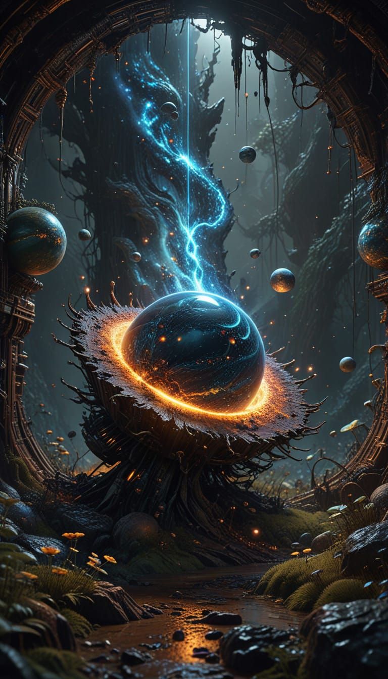 Cosmic Convergence: Vortex of Planets and Stars - AI Art