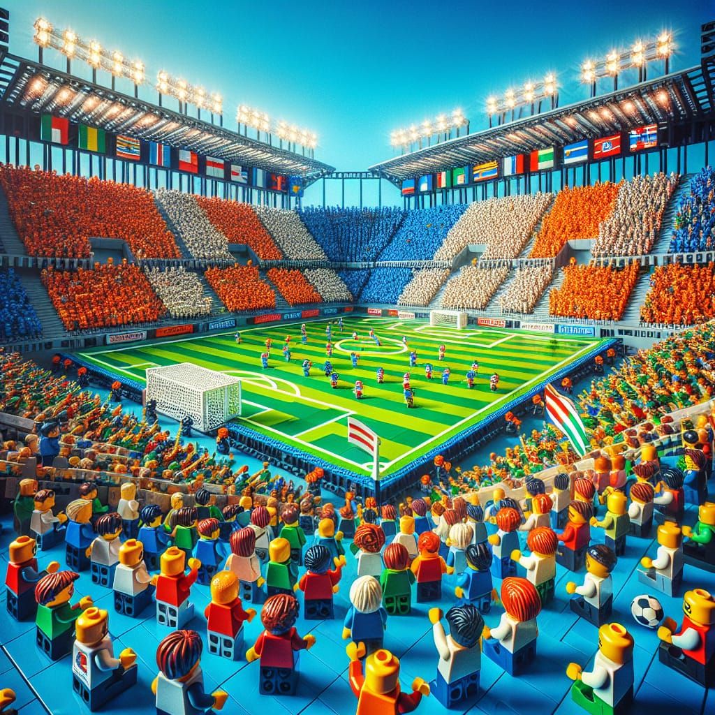 A soccer stadium, every person in the crowd is a Lego Figure - AI ...