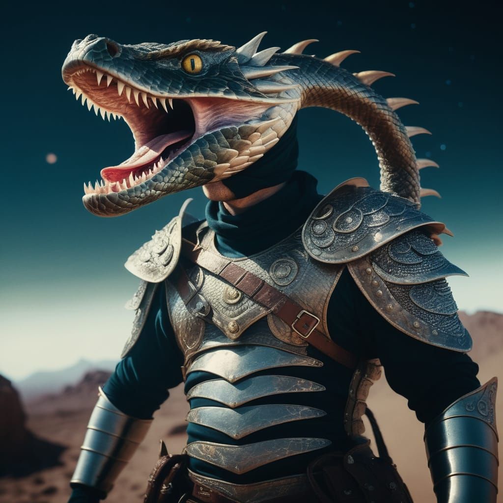 Epic Space Serpent in Cinematic Armor - AI Art