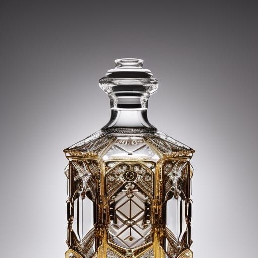 intricate ornate lead crystal decanter i8k resolution gold leaf accents ...