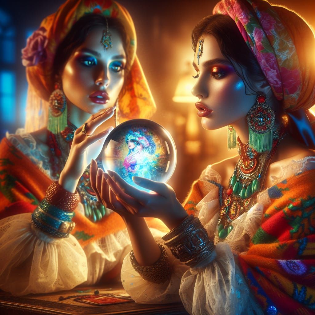 Gypsies The beautiful gypsy fortune teller gazing into the magical ...