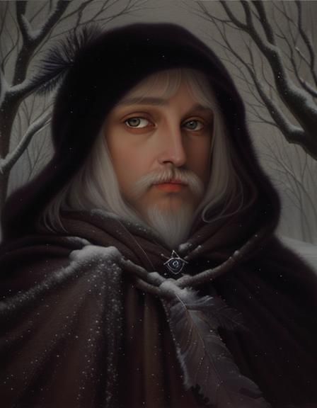 Canvas texture, Fine art oil painting. The Druids eyes comforted us ...