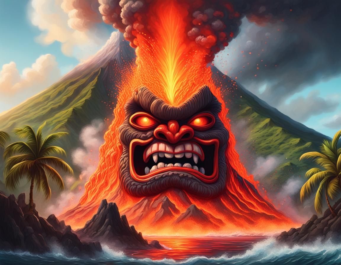 Tiki god volcano - AI Generated Artwork - NightCafe Creator
