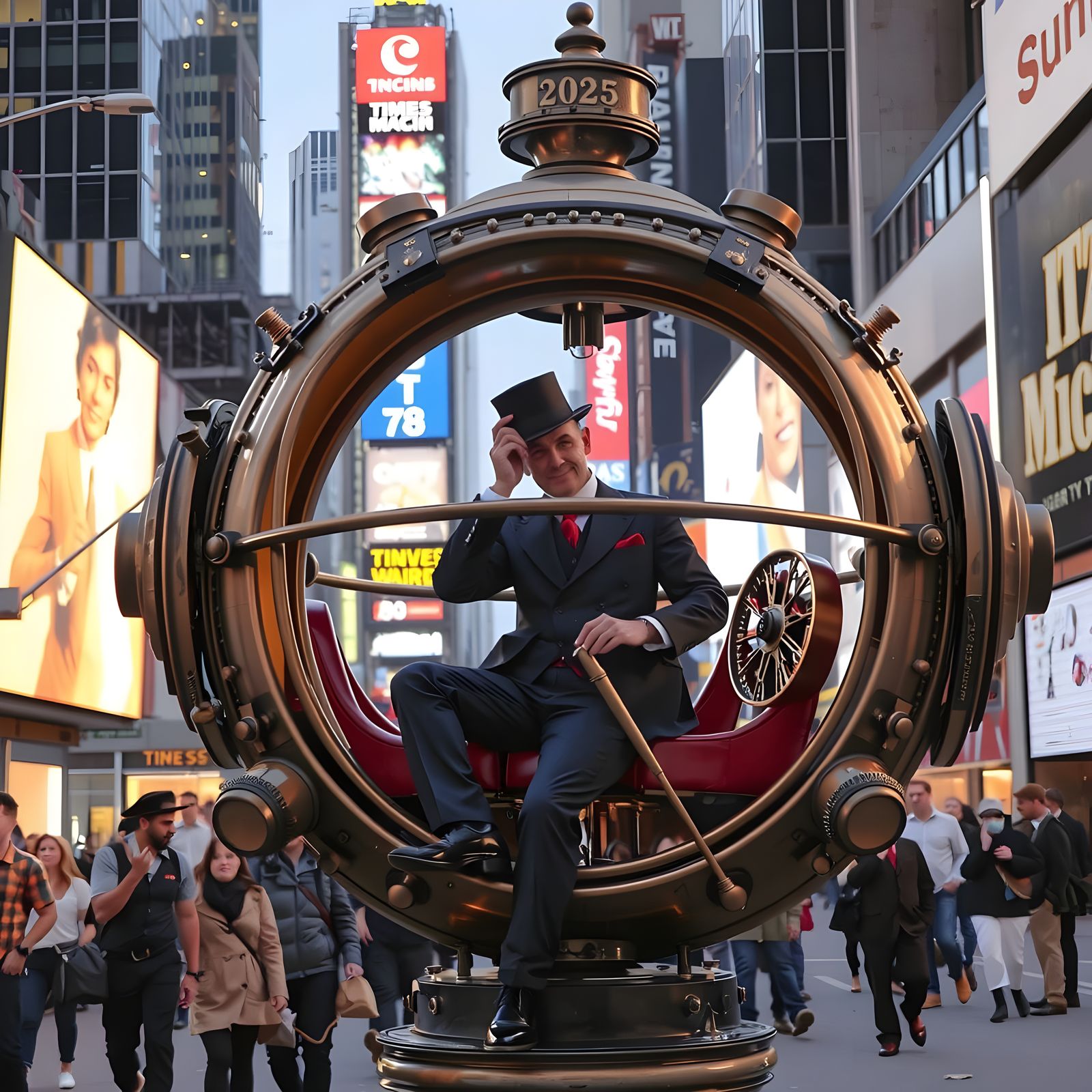 Elegant time-traveller - Steampunk Time Traveler in Modern T...