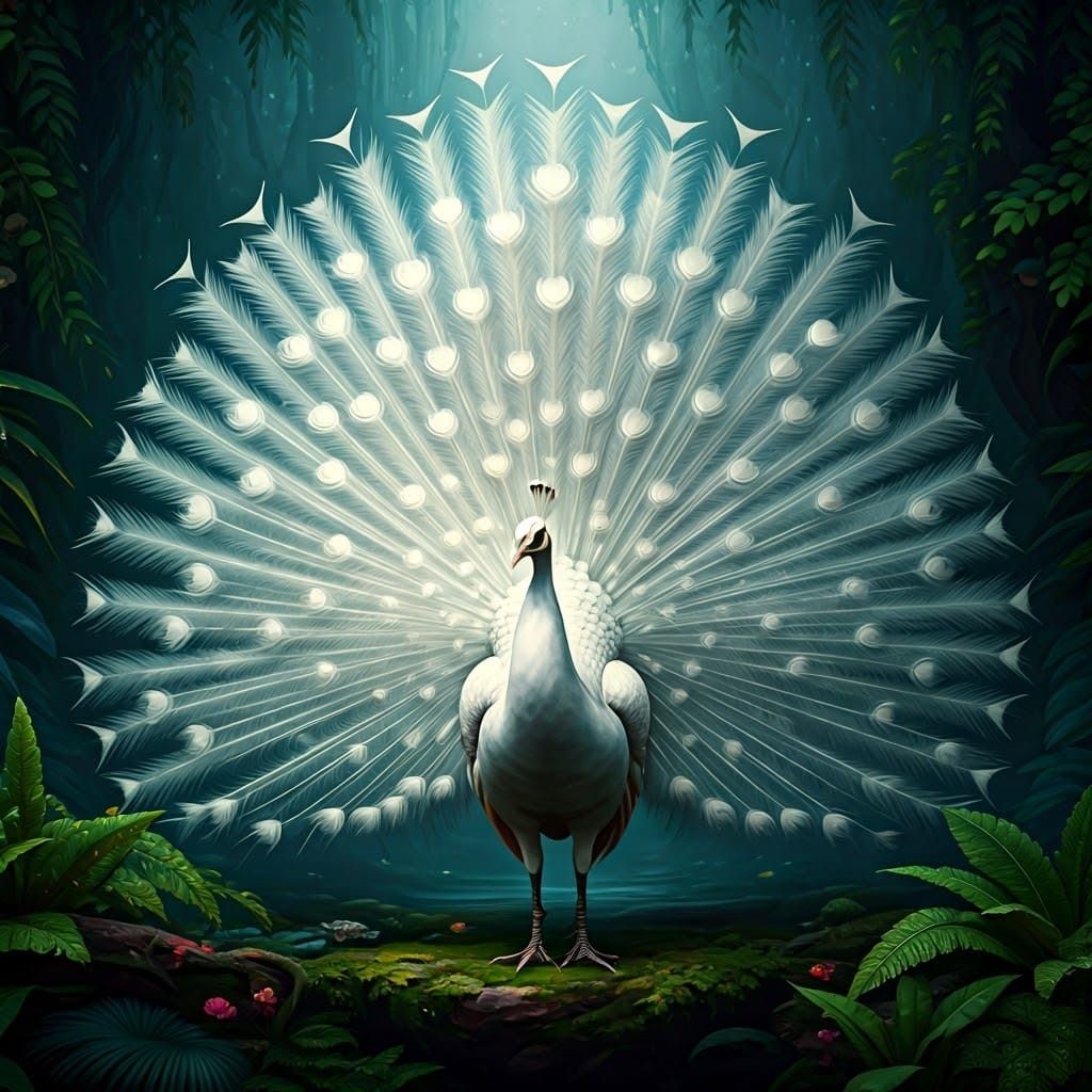 A regal white peacock - A regal white peacock