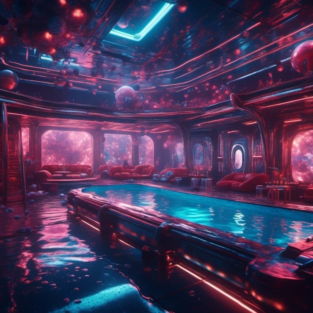 Bar swimming pool in a spaceship - AI Generated Artwork - NightCafe Creator