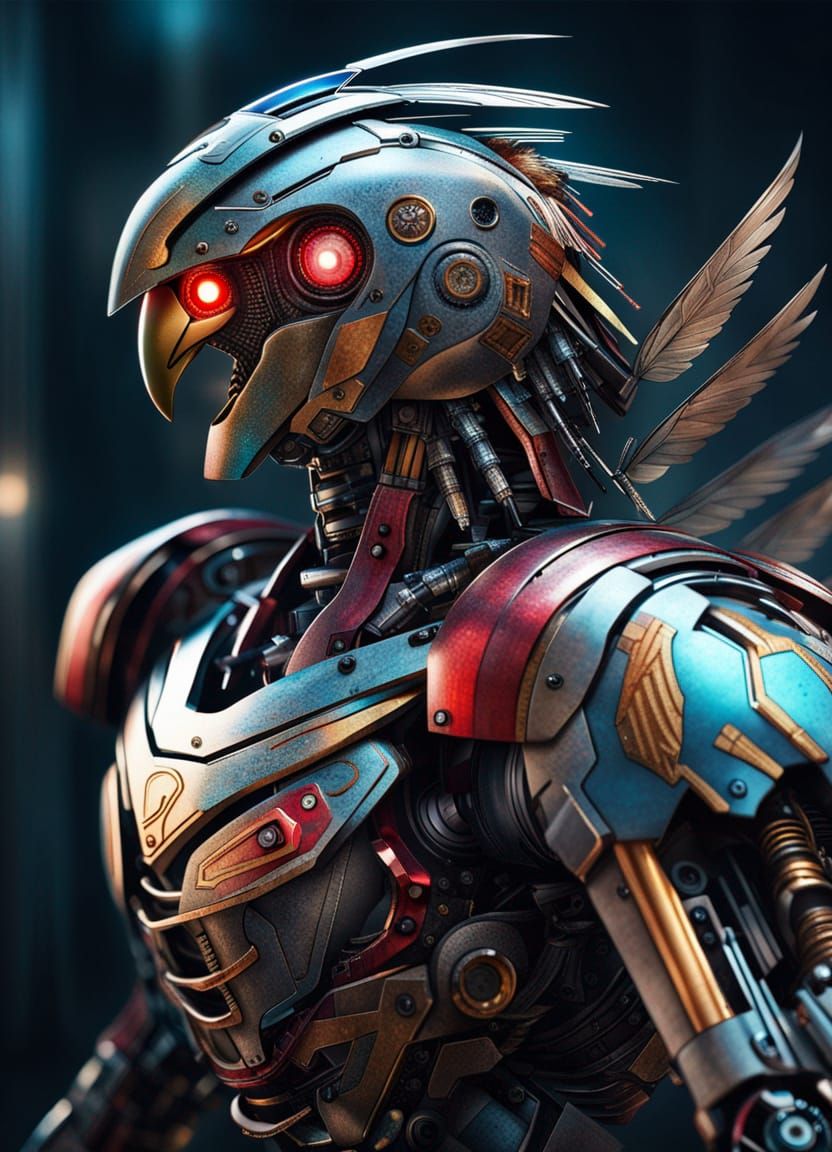 Robo Hawk worrier - AI Generated Artwork - NightCafe Creator