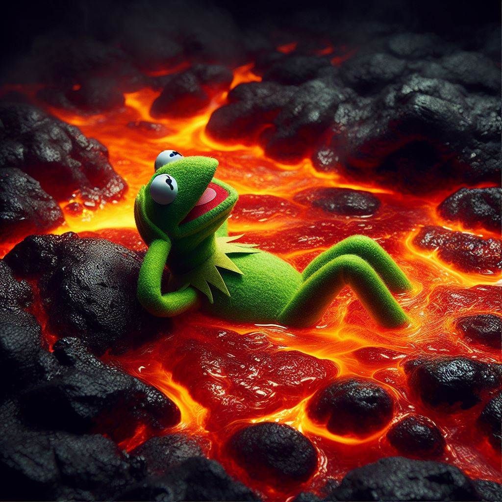 Kermit's Relaxing Bath - AI Generated Artwork - NightCafe Creator