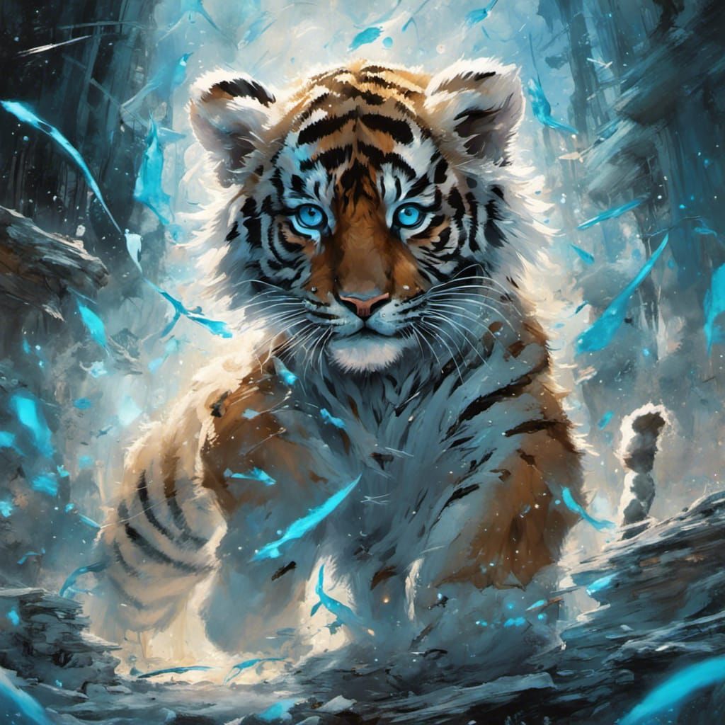 Fierce Little Tiger Cub - AI Generated Artwork - NightCafe Creator