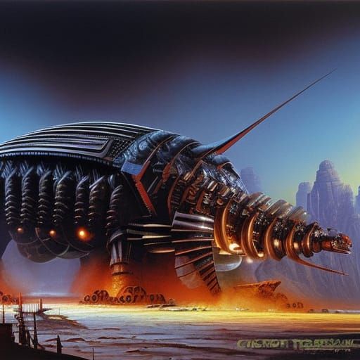 Giant Mechanical Isopod, scary colossal robot isopod attacking an ...