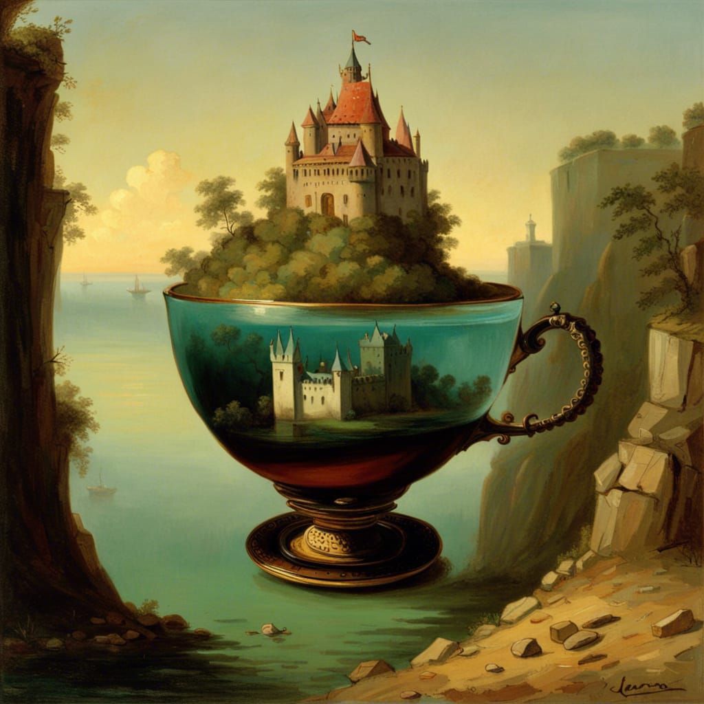 castle on an island inside of a teacup, Jean-Léon Gérôme - AI Generated ...