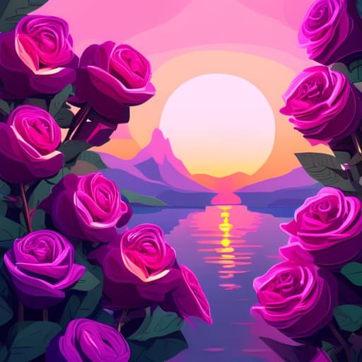 Sunset roses - AI Generated Artwork - NightCafe Creator