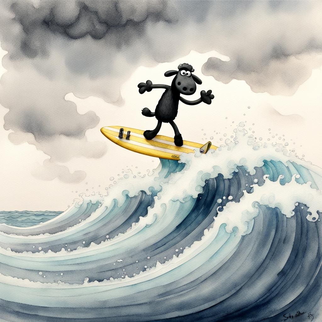 Sheep surf - Shaun the Sheep Surfs Minimalistic Waves