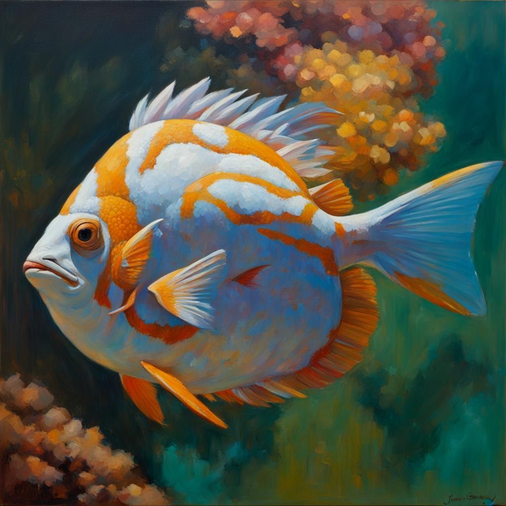 (discus fish)oil painting - AI Generated Artwork - NightCafe Creator
