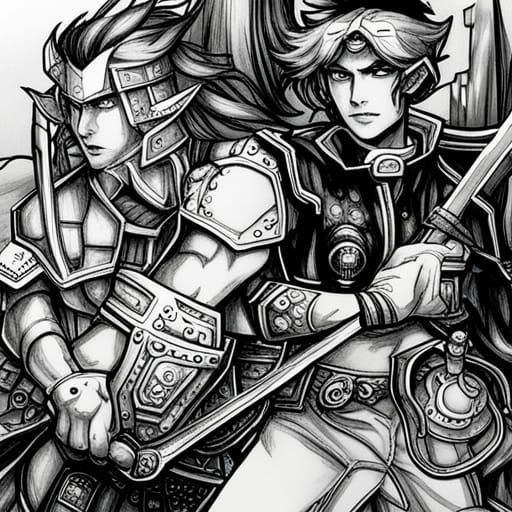 ink drawing, black and white, rpg heroes - AI Generated Artwork ...