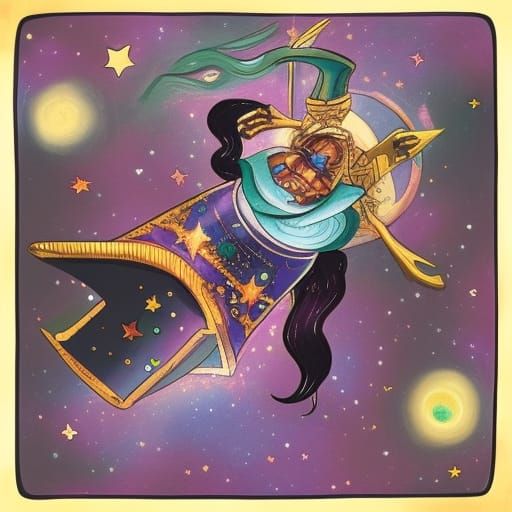 Cosmic wizard traveling through outer space on a unicorn - AI Generated ...