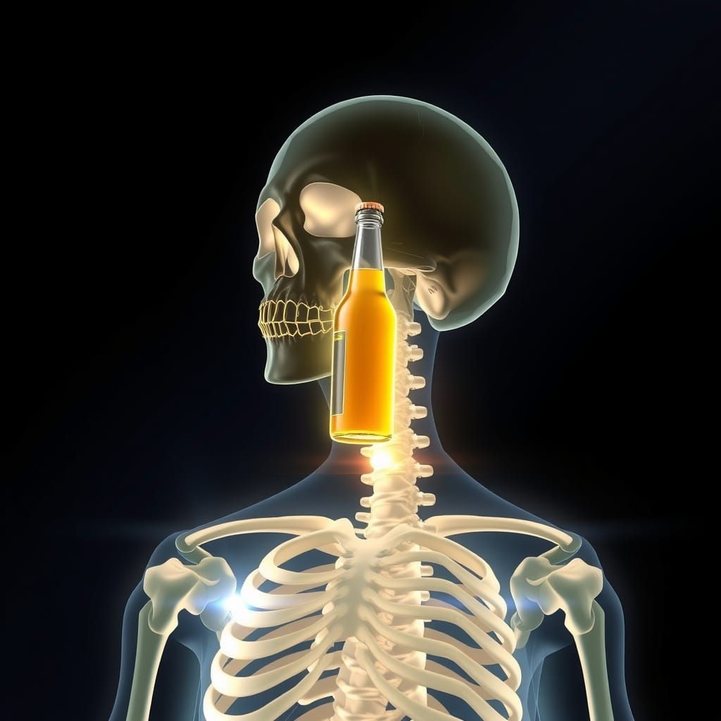 Stylized Male Silhouette with Translucent Bones an... - AI Art