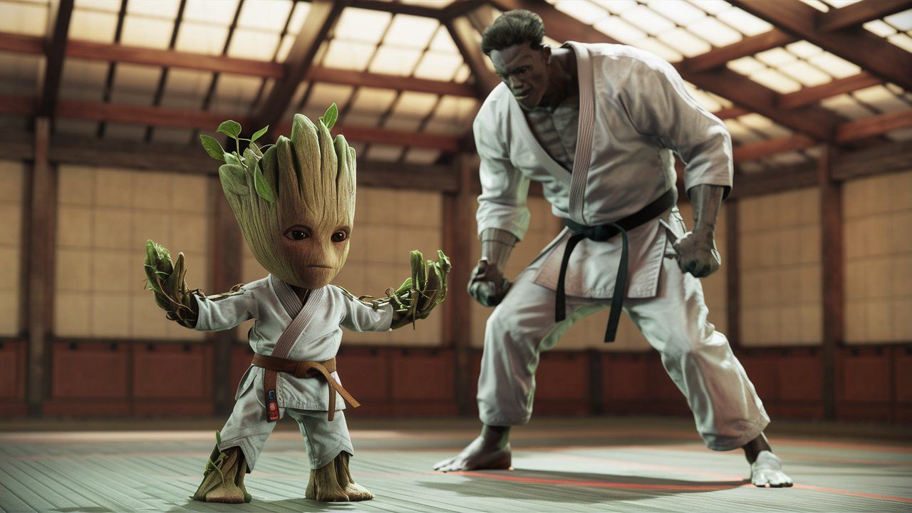 GROOT FIGHTING - AI Generated Artwork - NightCafe Creator