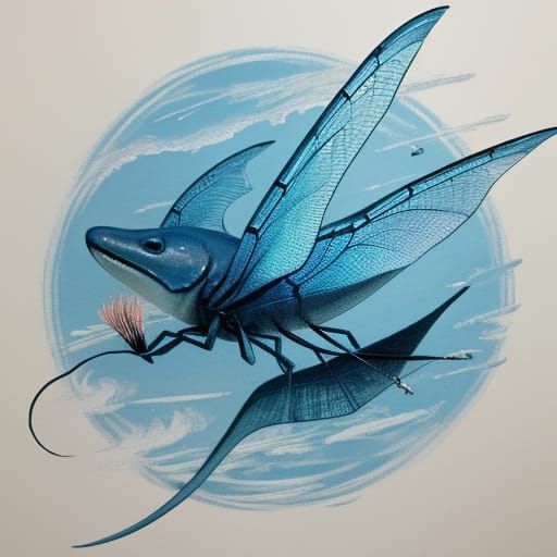 Mythical Wisp Creature with Stingray Mouth and Dra... - AI Art