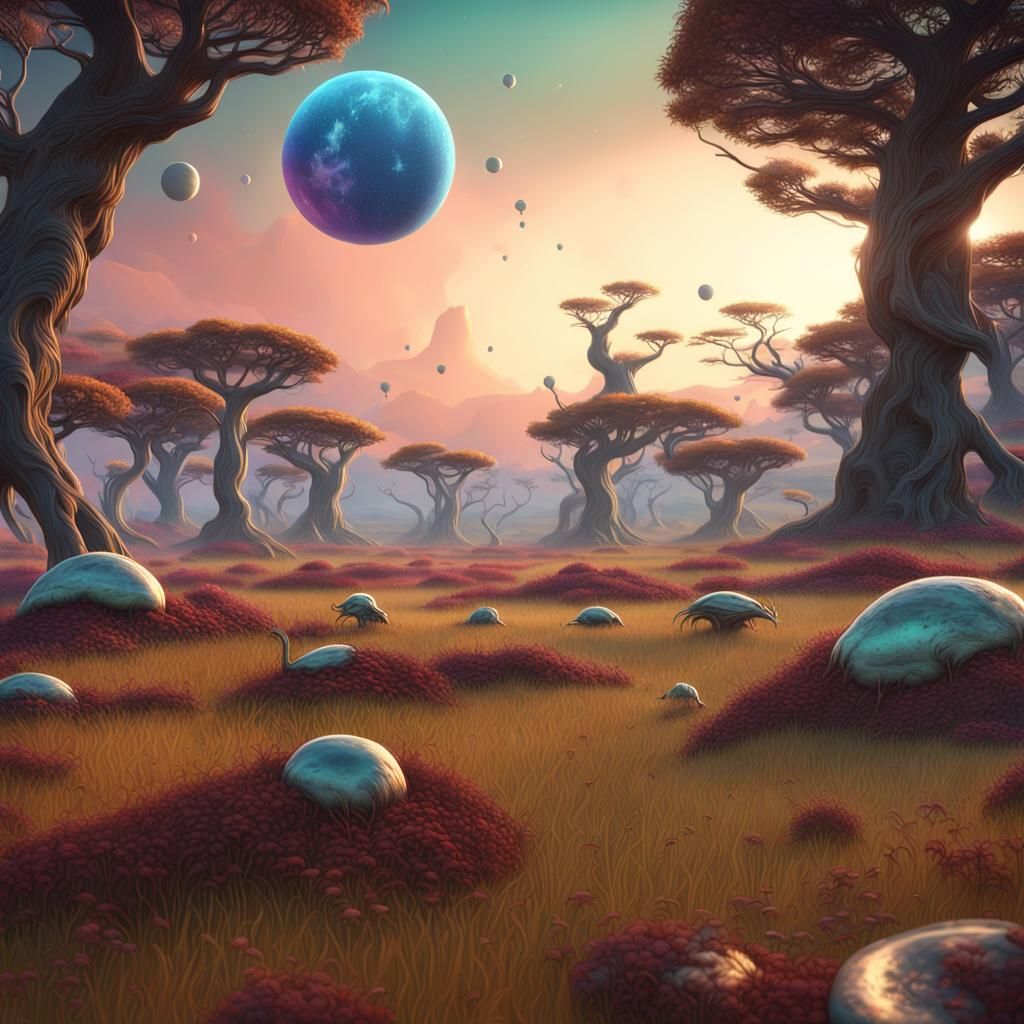 The Plains of an Alien World - AI Generated Artwork - NightCafe Creator
