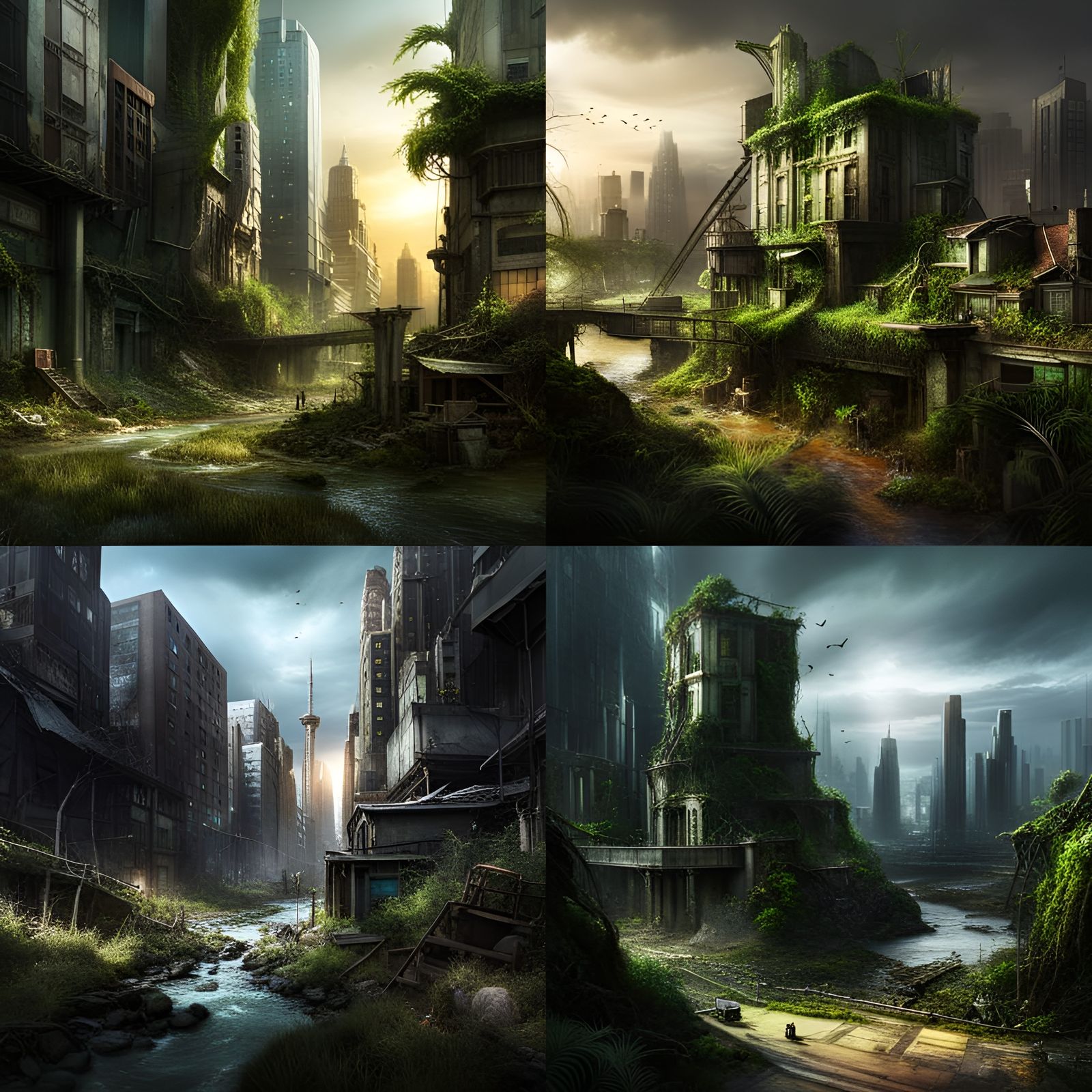Overgrown Post Apocalyptic City - AI Generated Artwork - NightCafe Creator