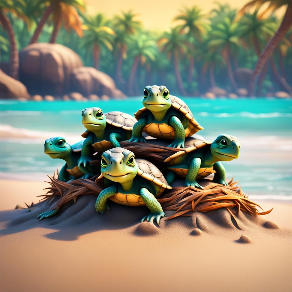 Cute baby turtles - AI Generated Artwork - NightCafe Creator